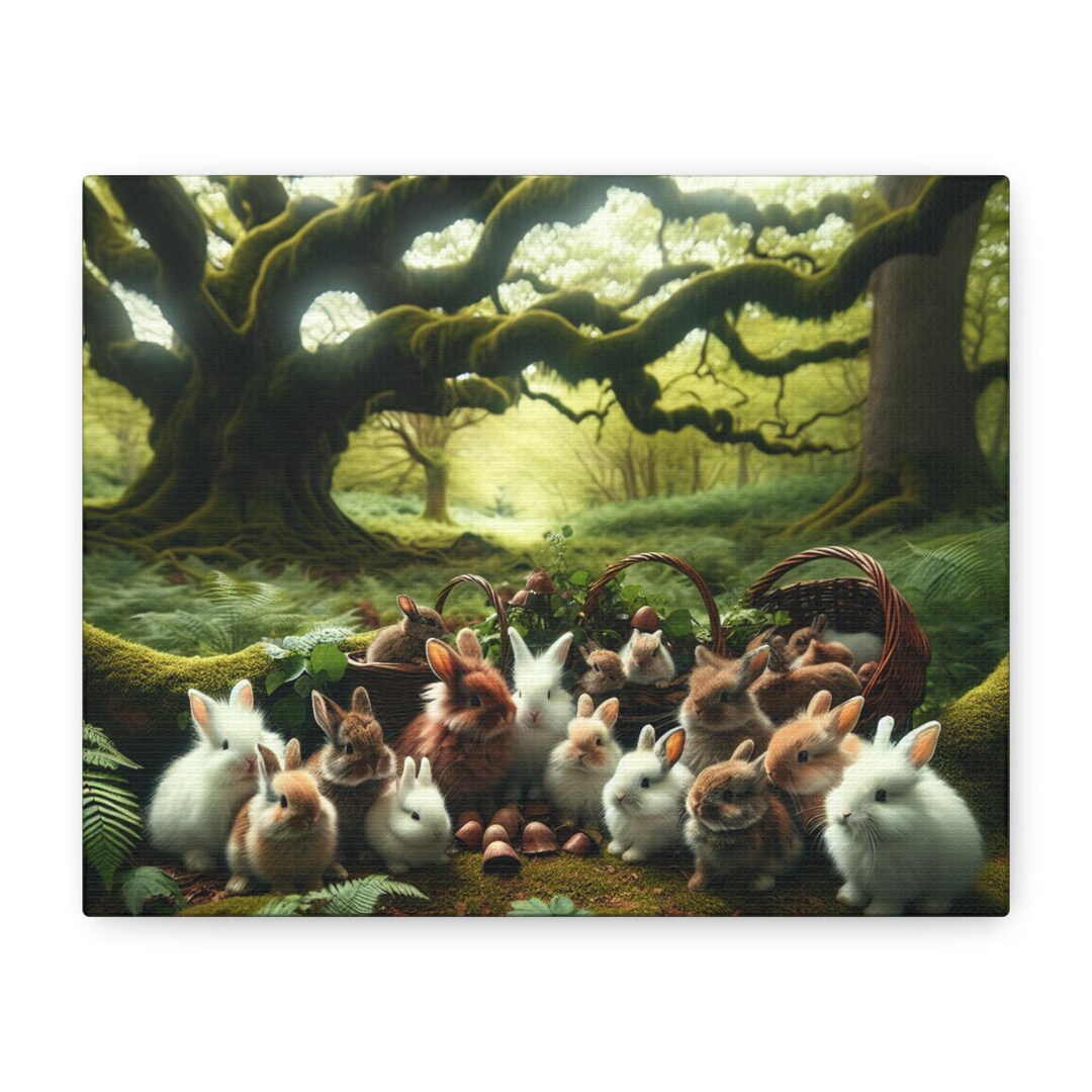 Rabbits Cutecore Wall Art, Canvas Print, Whimsical Bunny Art ...