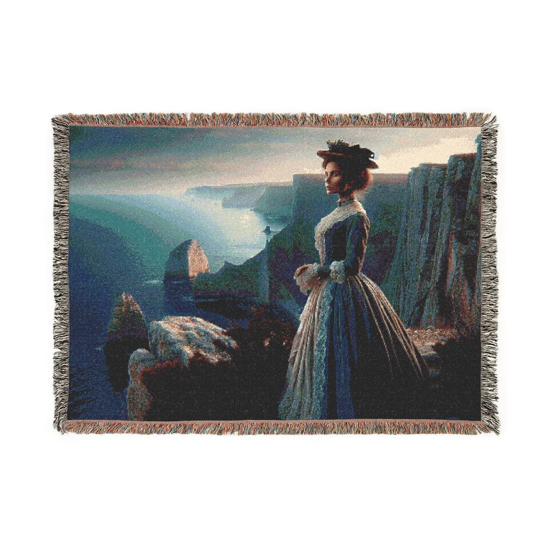 Victorian Lady Ocean Woven Tapestry Throw Blanket, Shabby Chic Quilt ...