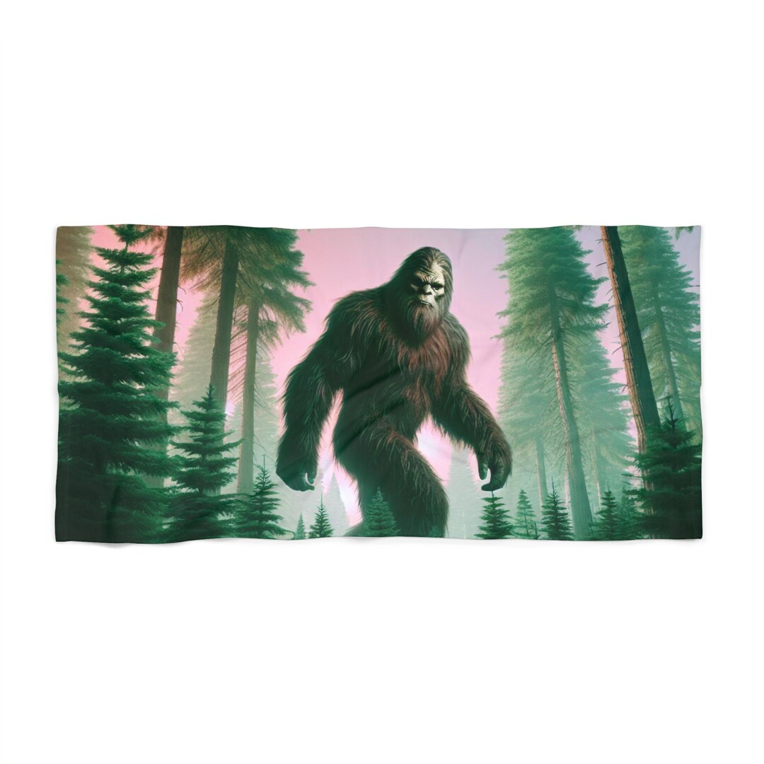 Bigfoot Beach Towel, Pool Lake House Textile Kids Boys Bathroom Fun ...