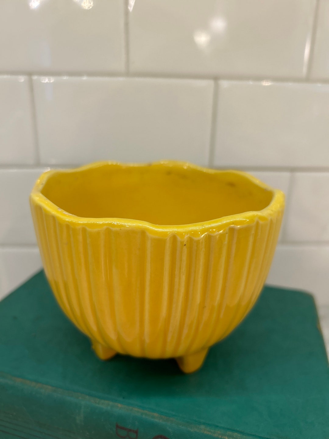 MC Pottery Planter, Vintage Yellow Planter, Small Planter - Etsy