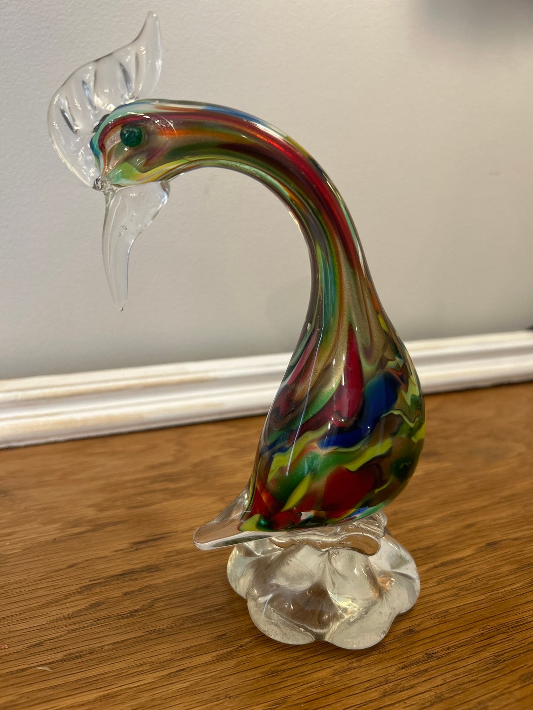 Multi Color Venetian Murano Glass Bird - Etsy
