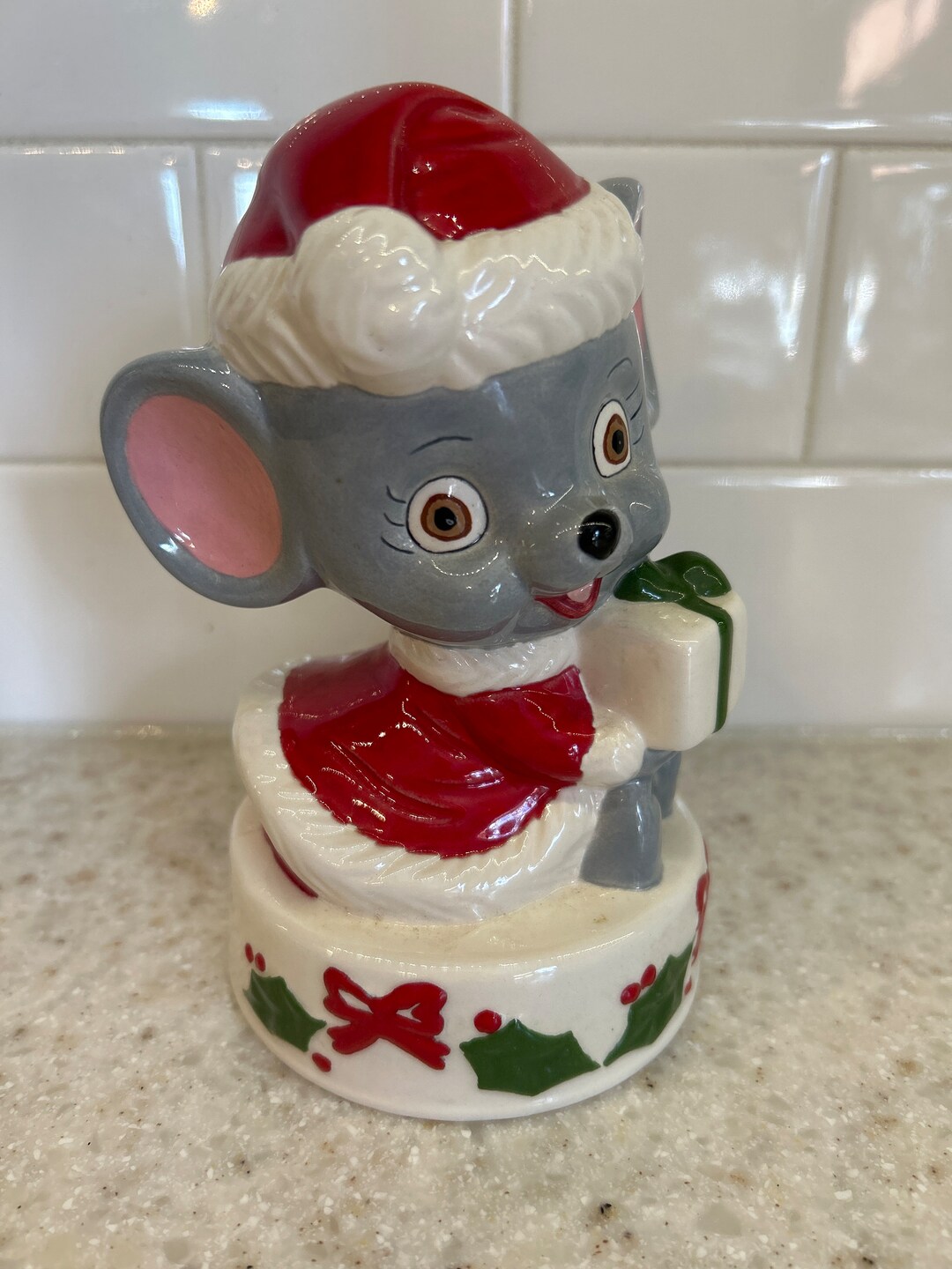 Vintage Santa Mouse Figurine, Vintage Christmas Decor - Etsy