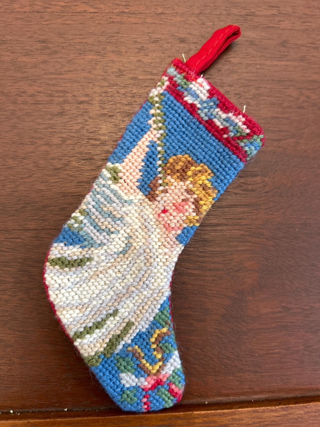 Mini Needlepoint Angel Stocking Christmas Ornament, Vintage Ornament - Etsy