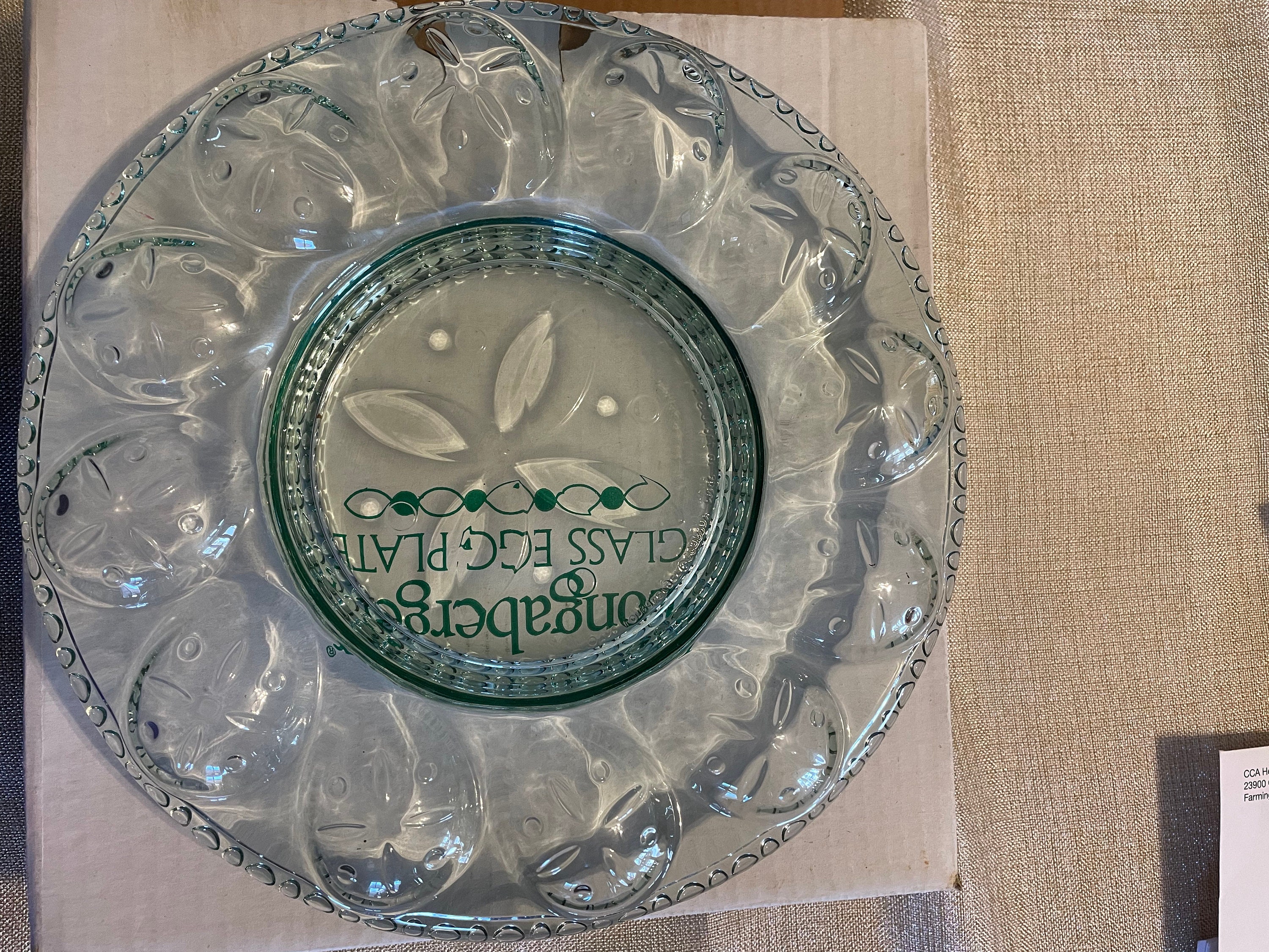 Longaberger Vintage Green Glass Deviled Egg Plate With Box - Etsy