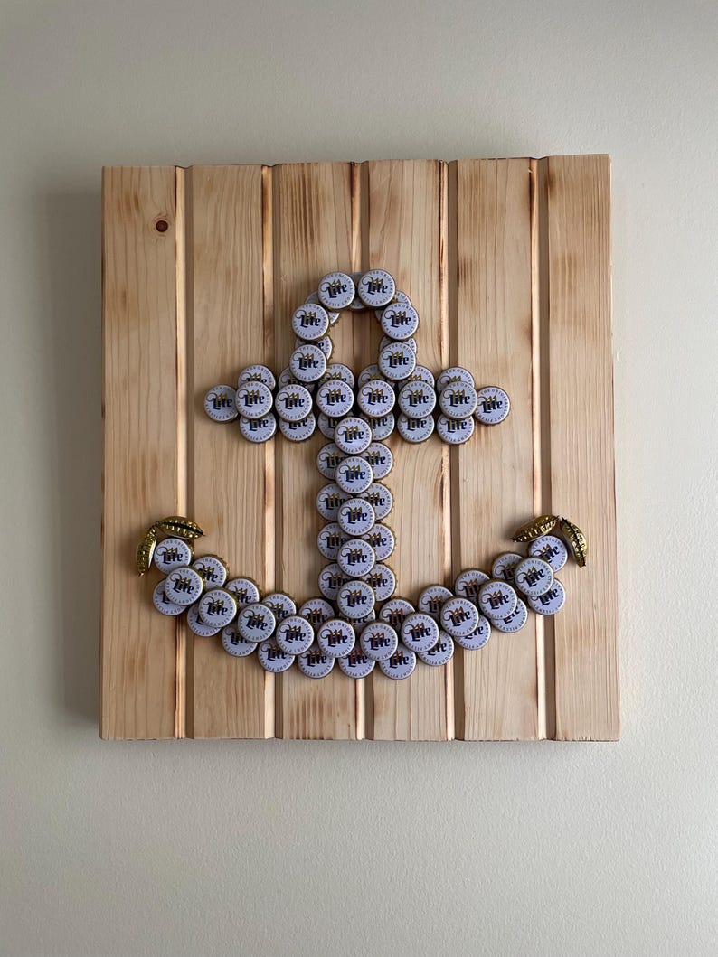 Bottle Cap Miller Lite Anchor Wall Hanging - Etsy