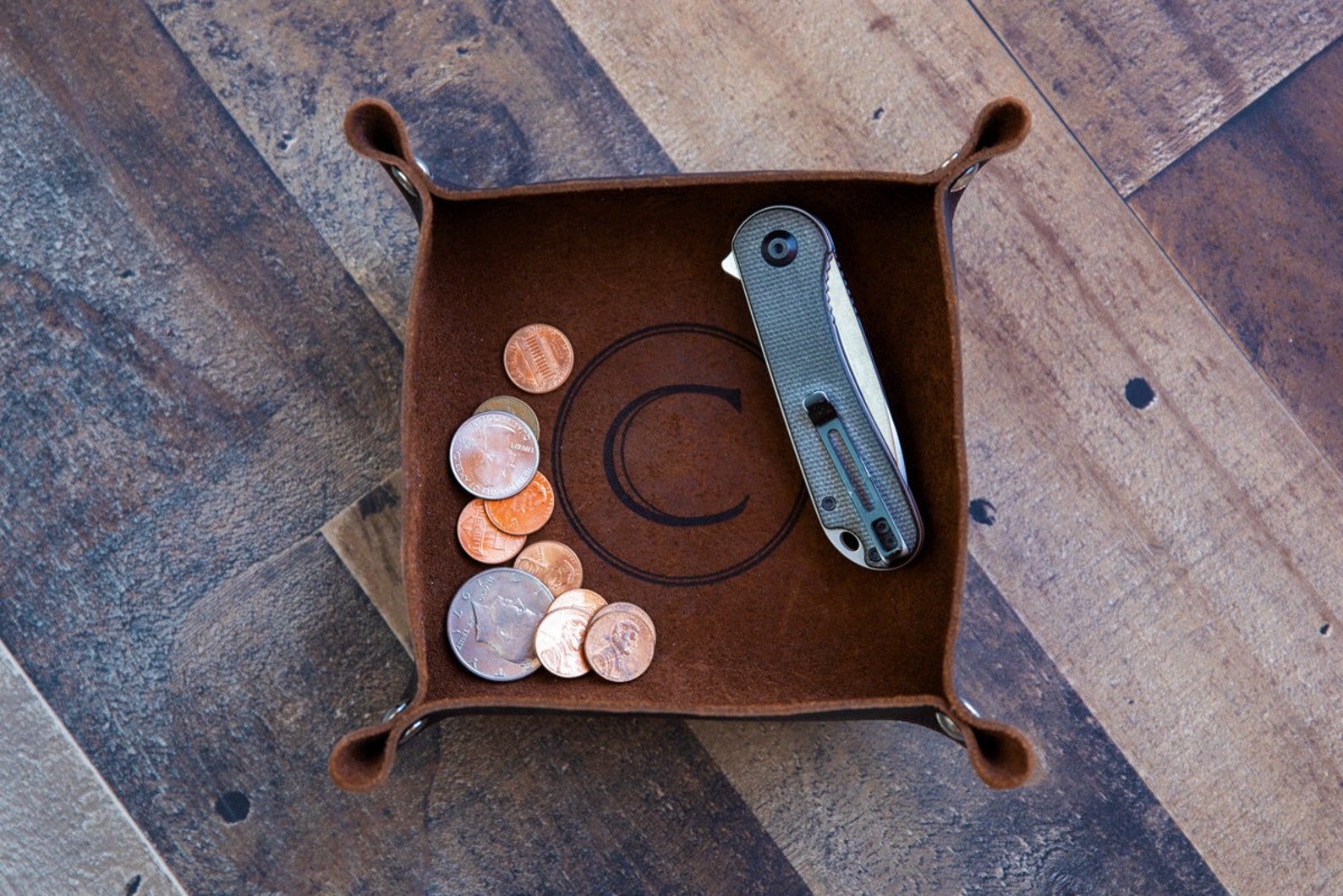 Monogrammed Valet Tray for Men Personalized Leather Catchall - Etsy