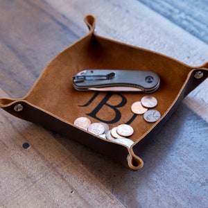 Monogrammed Valet Tray for Men Personalized Leather Catchall Engraved ...