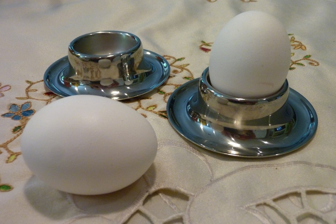 Vintage German Egg Cups - 2 Stainless Steel Egg Cups - Breakfast Egg ...