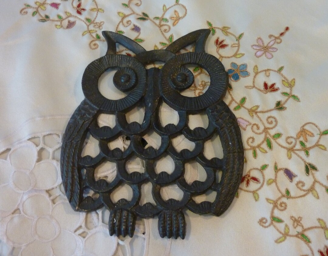 Vintage Metal Owl Trivet - Hot Plate - Tea Pot Stand - Kitchen Serving ...