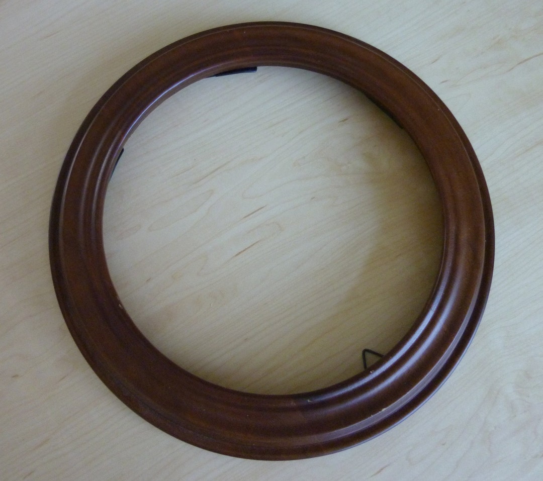 Vintage Plate Frame Holder Van Hygan & Smythe Medium Brown Round Wood ...