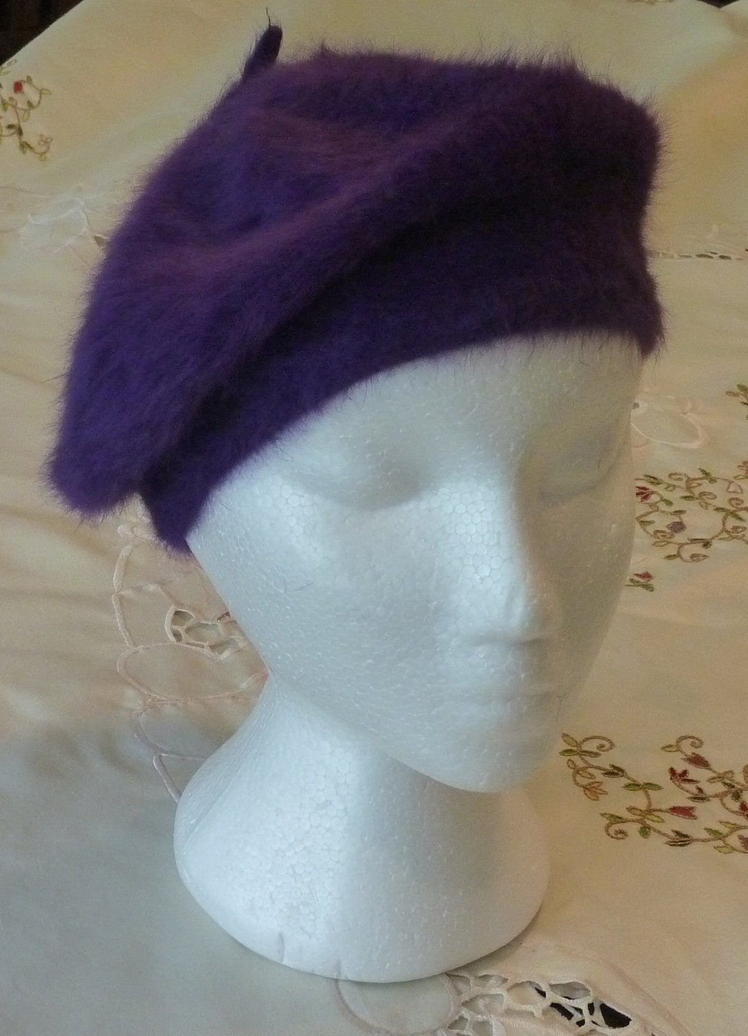 Vintage Angora Blend Hat - Soft Smartie Purple Fur Hat - Ladies ...