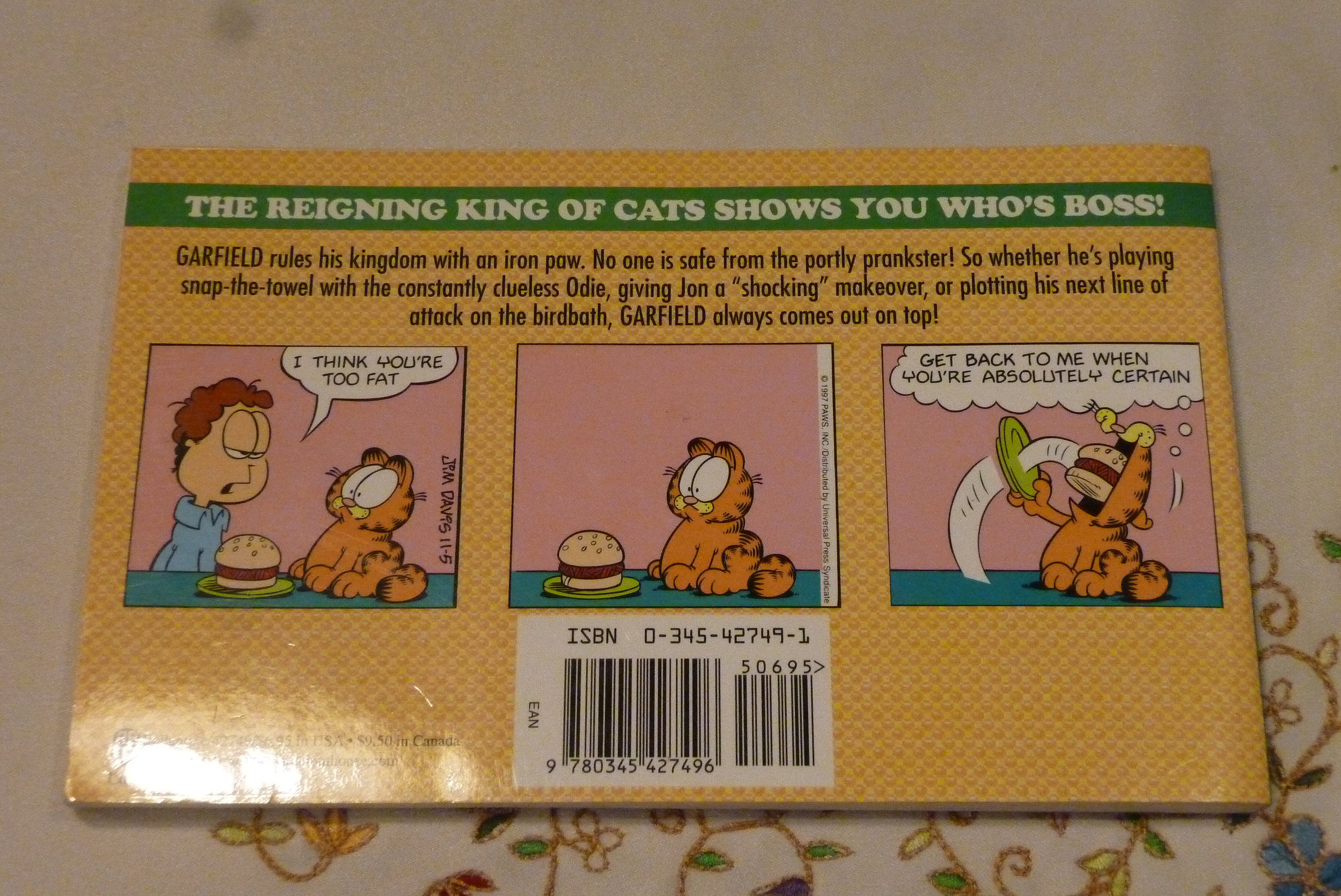 Vintage Garfield Comic Book Throws His Weight Around Cat | Etsy