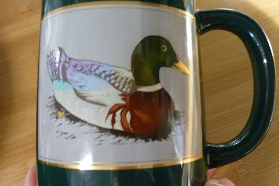 Vintage Mallard Duck Coffee Mug - Otagiri Decorated Mug - Dark Green ...