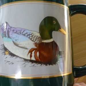Vintage Mallard Duck Coffee Mug - Otagiri Decorated Mug - Dark Green ...