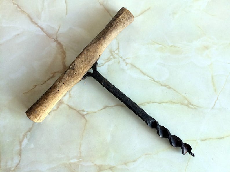 Vintage Drill Tool Primitive Gimlet Antique Auger Woodworking Tool ...
