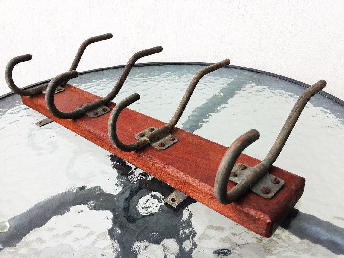 Vintage Wall Hanger Metal Hanger Wooden Hanger Peg Rack Coat - Etsy