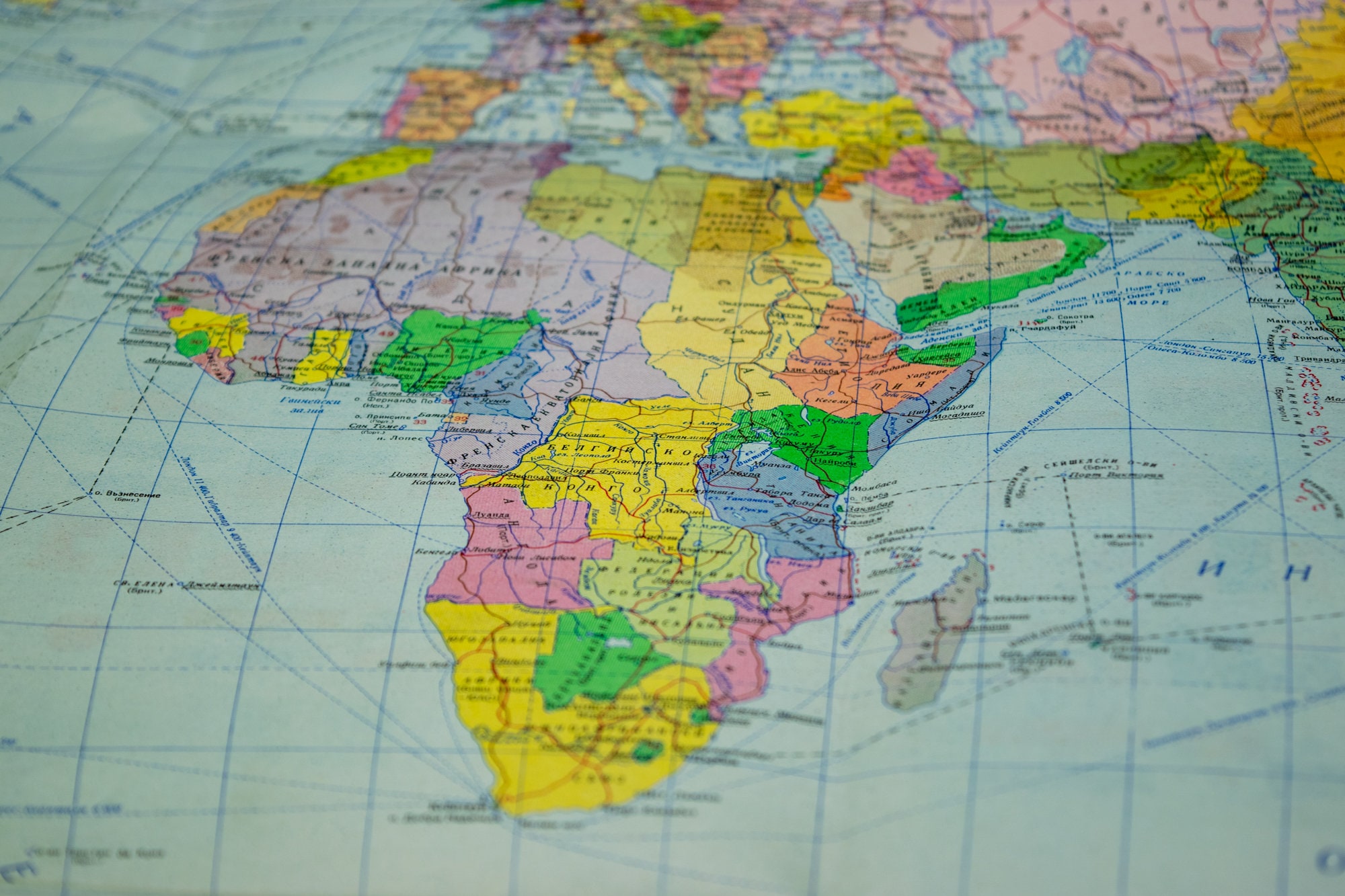 Vintage World Map 1959 Political World Map Geographical Tool Colored ...