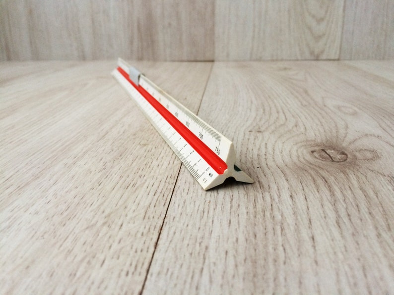 Vintage Ruler Scale Ratio Ruler Scale Line Triangular Ruler 1980s Map ...