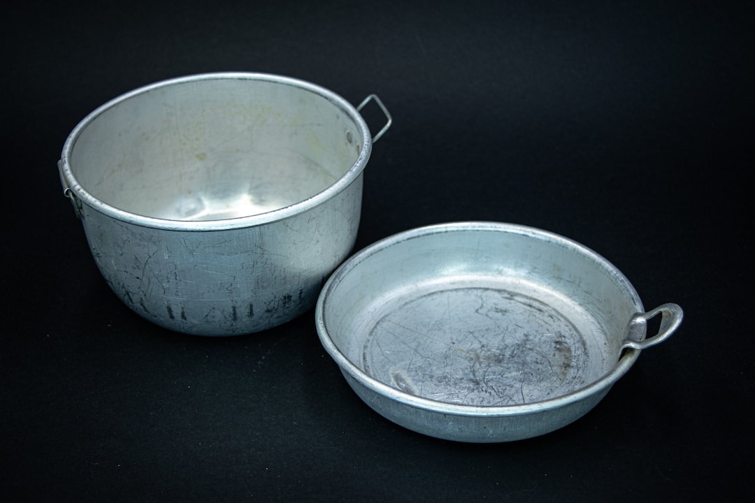 Set of 2 Vintage Metal Bowl Military Bowl Aluminium Cup Mess-tin ...