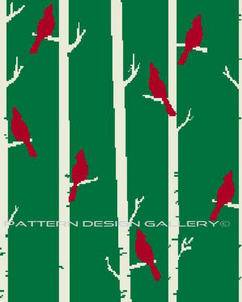 Cardinal Birds Graph Crochet Pattern Cardinal Birds in A Tree Afghan ...
