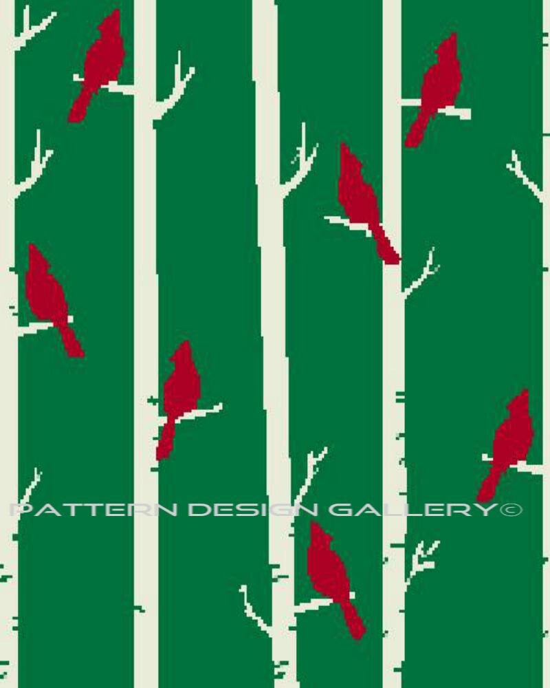 Cardinal Birds Graph Crochet Pattern Cardinal Birds in A Tree Afghan ...
