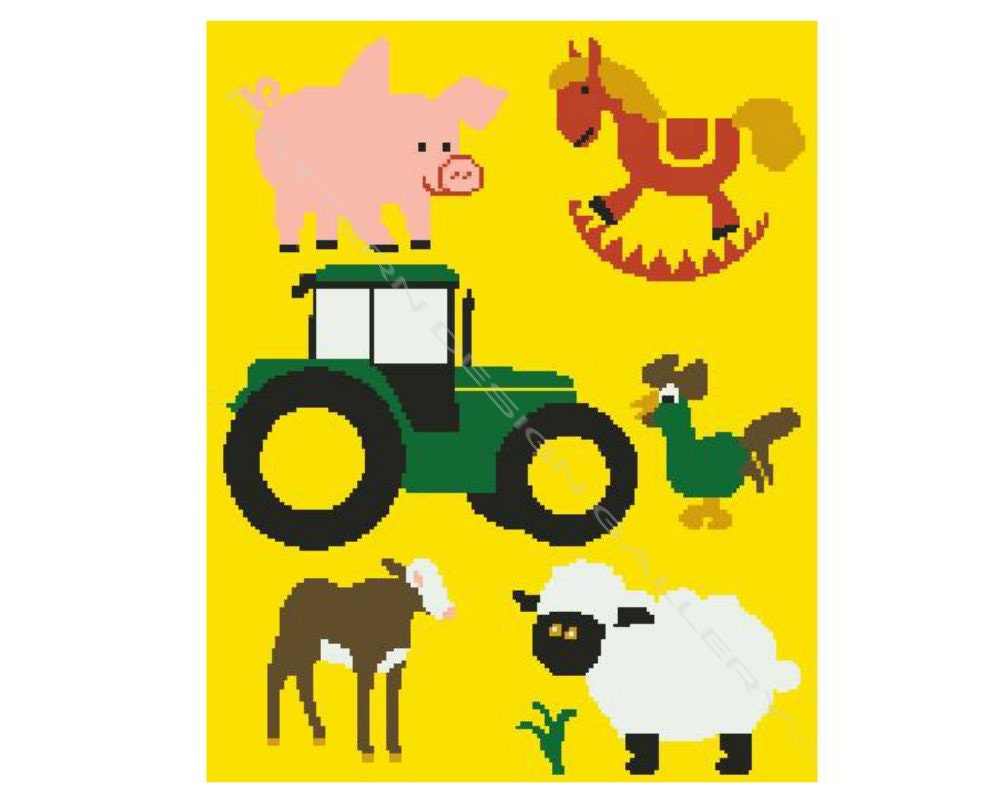 C2C Farm Animals Tractor Graphgan Pattern Corner to Corner Tractor ...