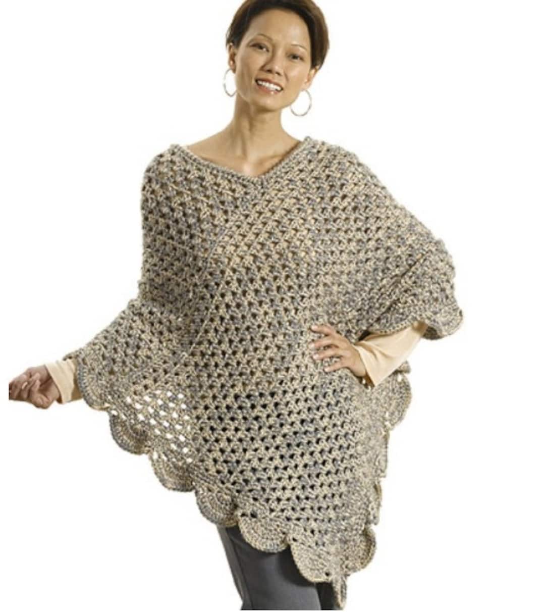 Fan Scallop Poncho Crochet Pattern Lace Scallop Poncho Crochet Pattern ...