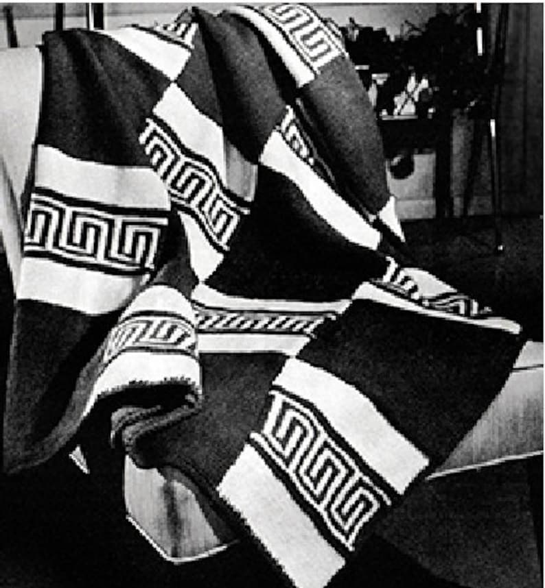 Greek Key Afghan Knitting Pattern Vintage Greek Key Afghan - Etsy