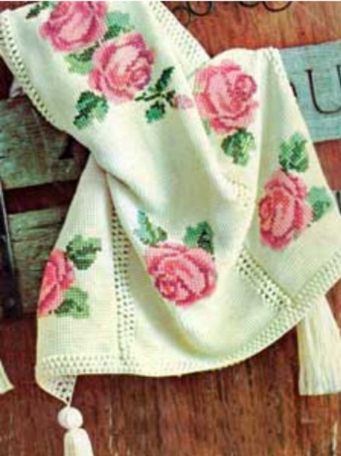 Rose Flower Motif Afghan Crochet Pattern Rose Leaf Afghan Crochet ...