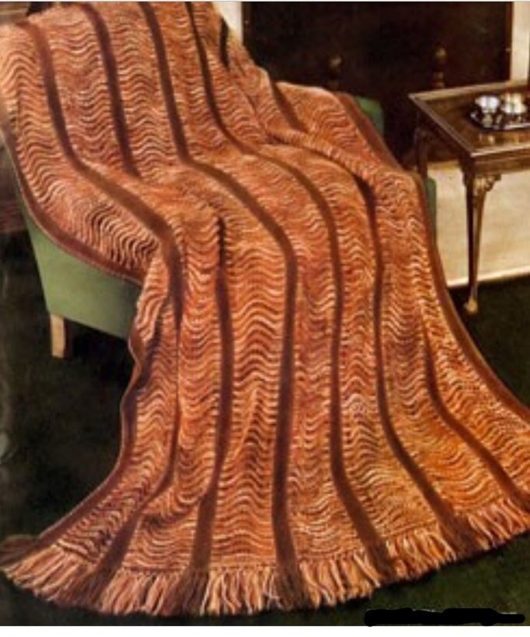Ripple Fringe Afghan Knitting Pattern Wavy Afghan Knitting Pattern PDF ...