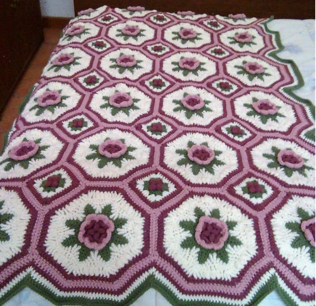 Roses Afghan Crochet Pattern Rose Flower Afghan Crochet Pattern PDF ...