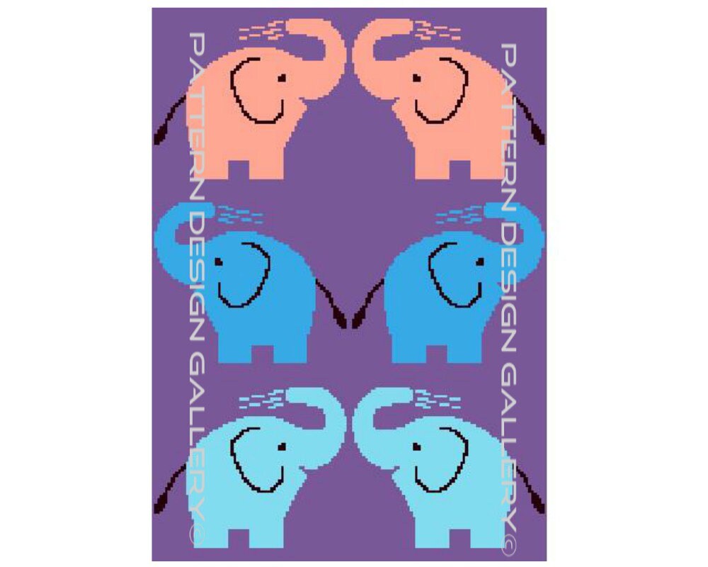 Elephants Graph Afghan Crochet Pattern Elephant Zoo Animal Graphgan ...