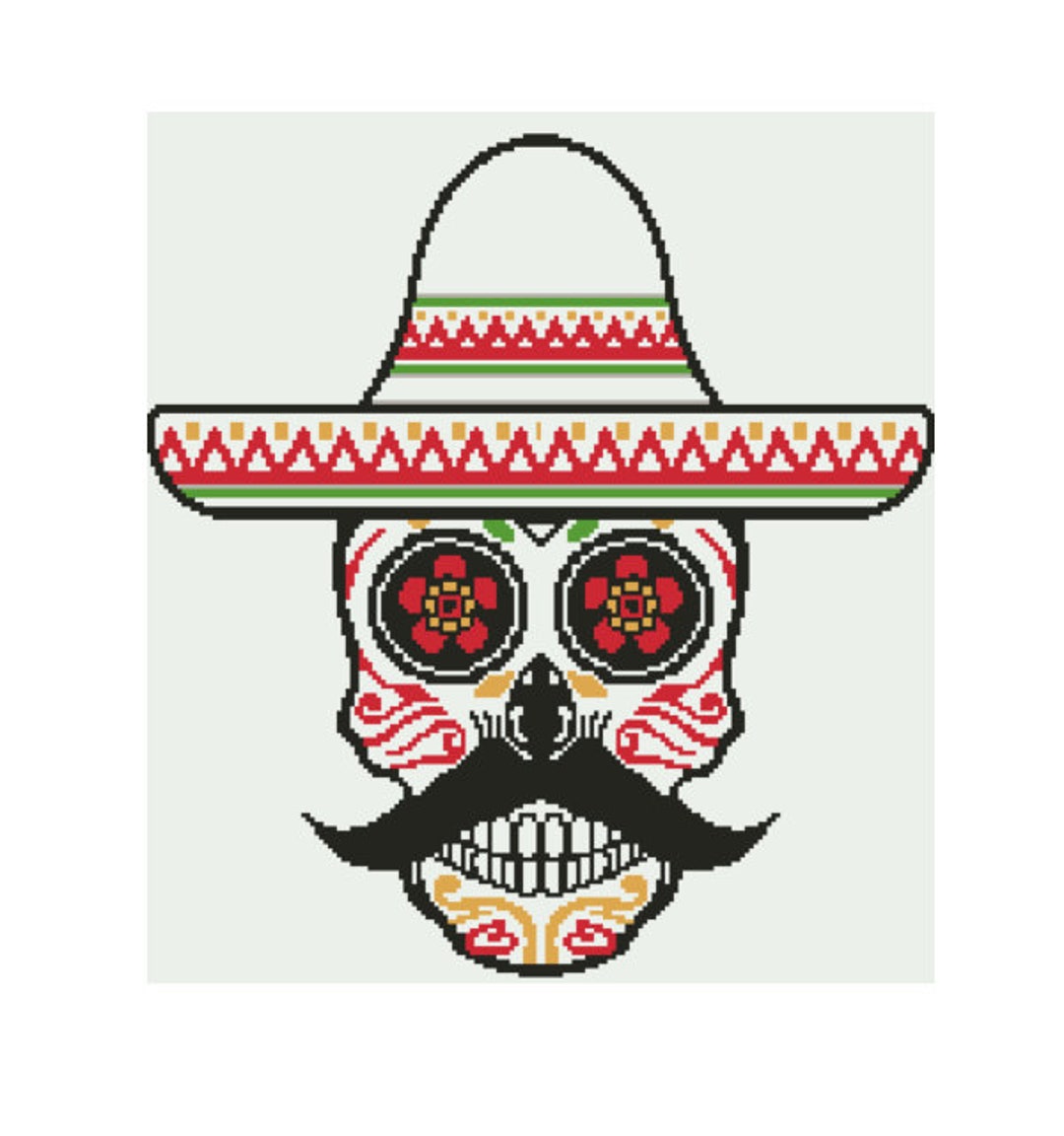 Sugar Skull Graphgan Afghan Crochet Pattern Skeleton Graph and Written ...