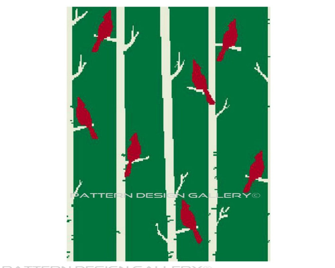 Cardinal Birds Graph Crochet Pattern Cardinal Birds in A Tree Afghan ...