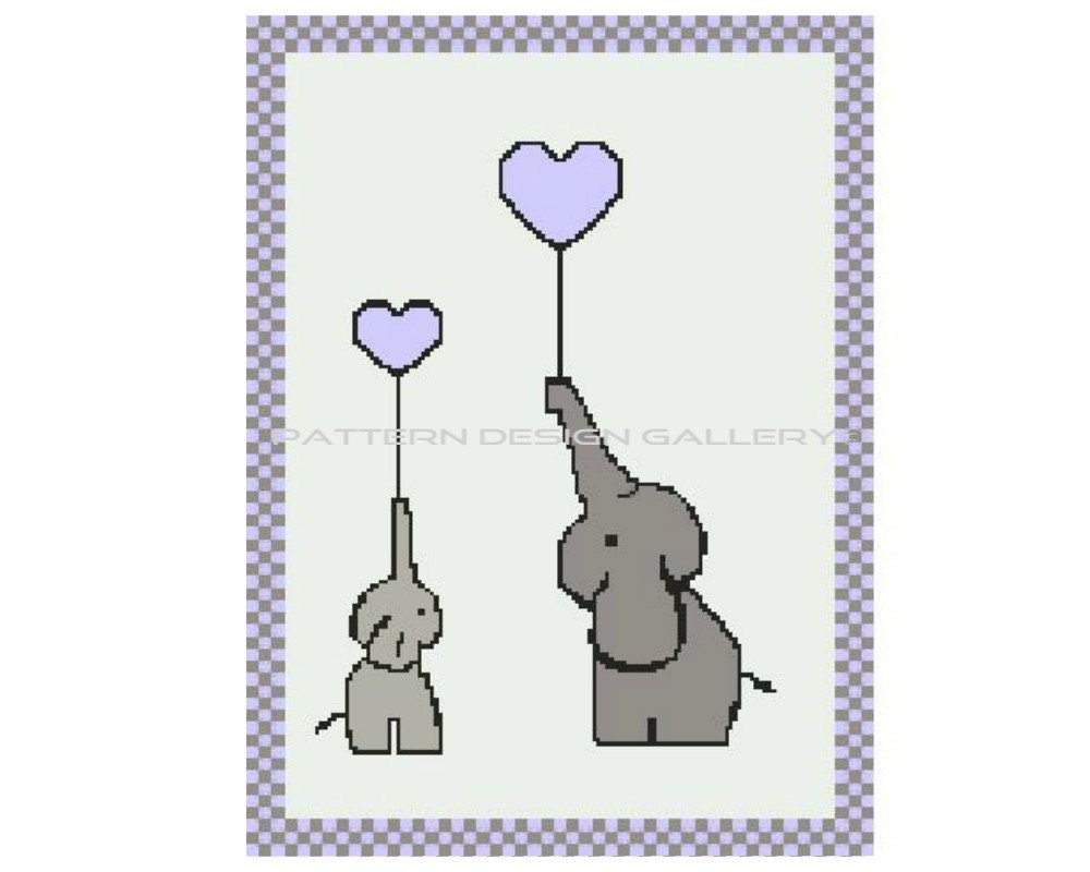 Elephants Heart Balloons Graph Afghan Crochet Pattern Elephant - Etsy
