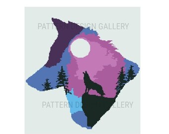 Wolf and Moon Crochet Graph - Etsy