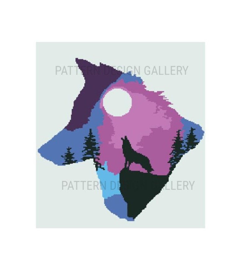 Night Wolf Graph Afghan Crochet Pattern Text Instructions and Graphs ...