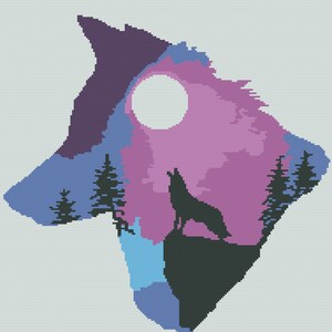 Night Wolf Graph Afghan Crochet Pattern Text Instructions and Graphs ...