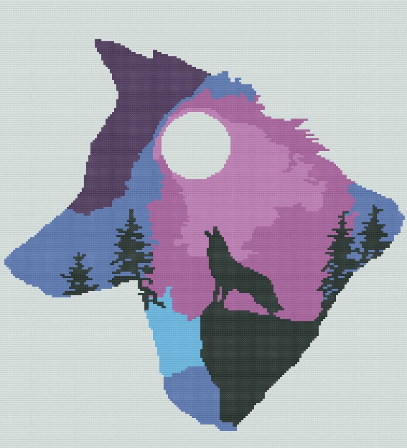 Night Wolf Graph Afghan Crochet Pattern Text Instructions and Graphs ...