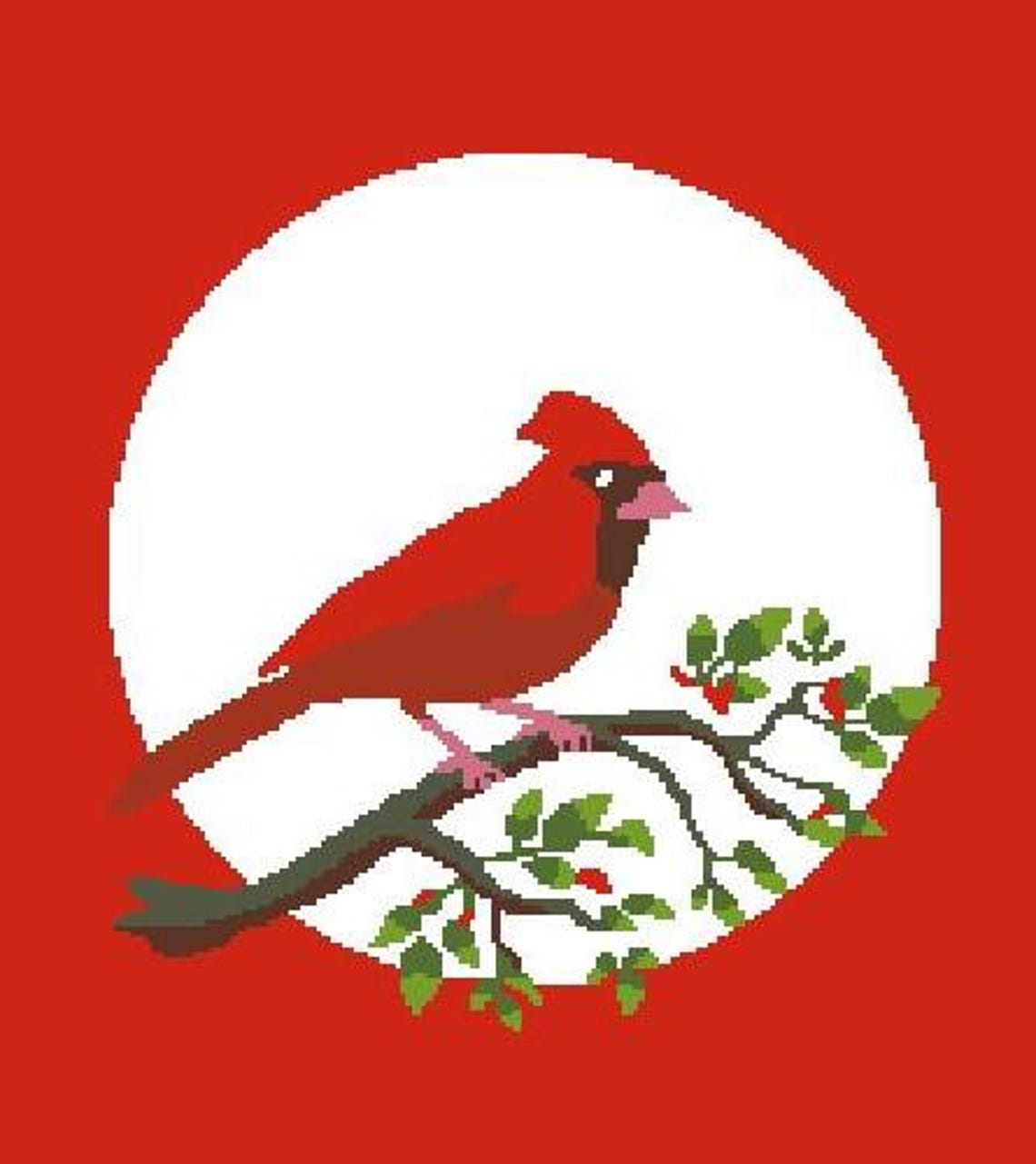 Cardinal Bird Graph Crochet Pattern Red Bird Afghan Graphgan Crochet ...