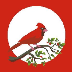 Cardinal Bird Graph Crochet Pattern Red Bird Afghan Graphgan Crochet ...