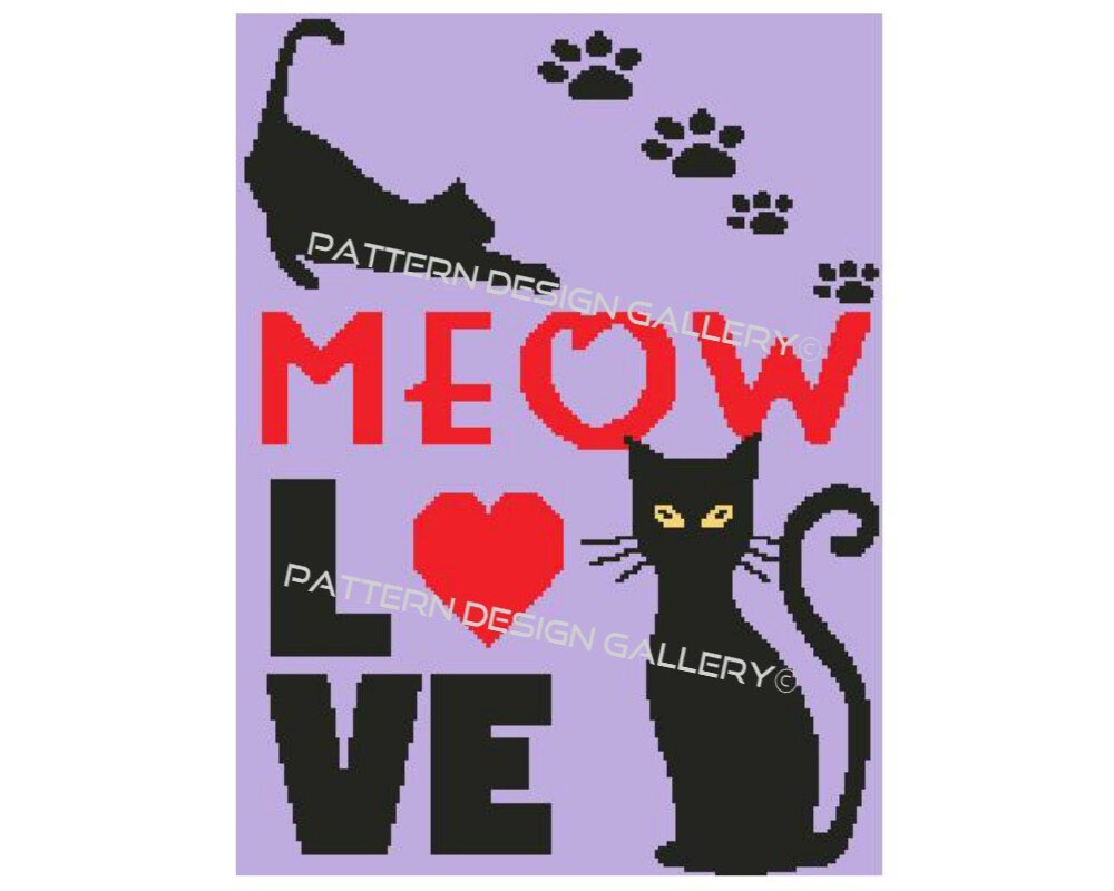 Kitty Cat Graph Crochet Pattern and Written Cat Graphgan Afghan Crochet ...