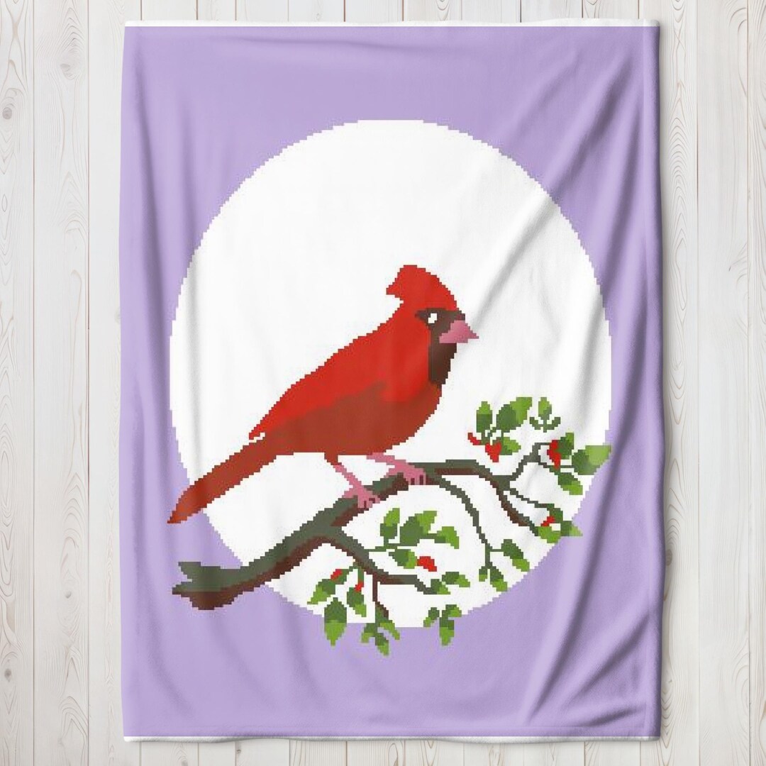 Cardinal Bird Graph Crochet Pattern Red Bird Afghan Graphgan Crochet ...