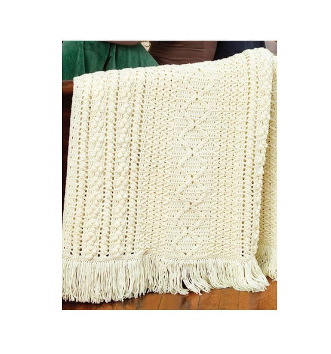 Aran Bobble Afghan Crochet Pattern Fringe Aran Afghan Crochet Pattern ...