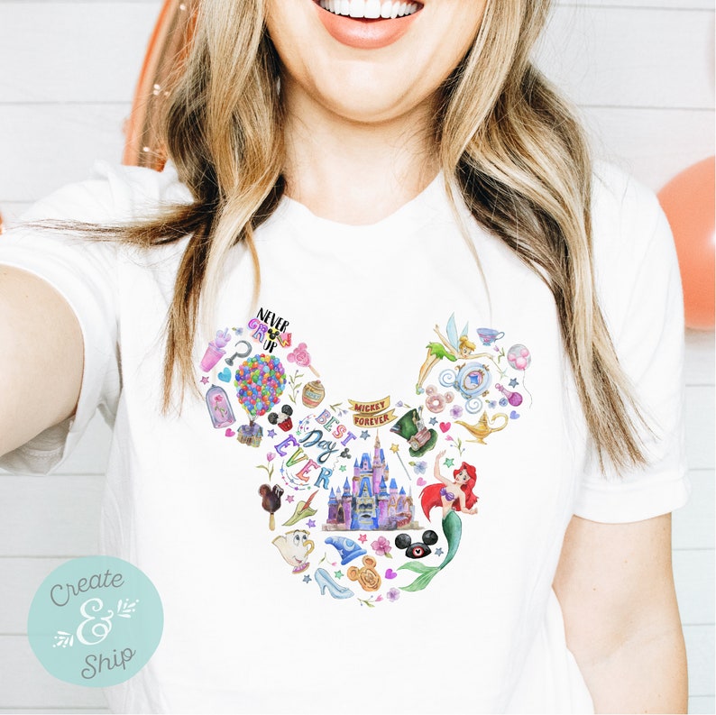 Watercolor Multiple Designs Mickey Head Cute Colorful Disney - Etsy