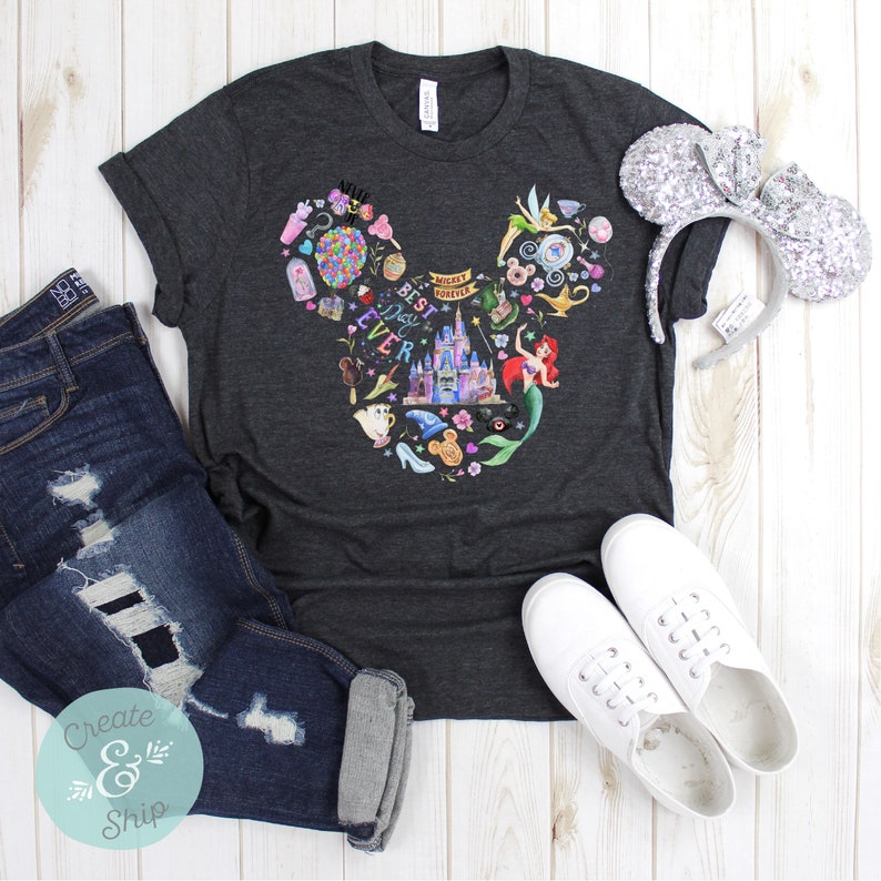 Watercolor Multiple Designs Mickey Head Cute Colorful Disney - Etsy