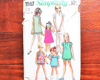 Vintage 1960s Girls MOD Empire Dress or Tunic Smock Top and Pants ...