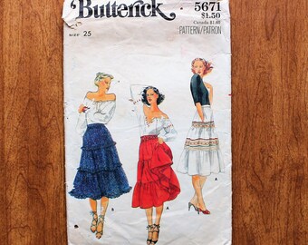 1960s Vogue 7539 Mod Circle Pockets Dirndl Skirt Waist 27 - Etsy