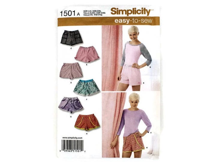 2000 Sewing Pattern Simplicity 1501 Lounge Shorts and Knit Top - Etsy