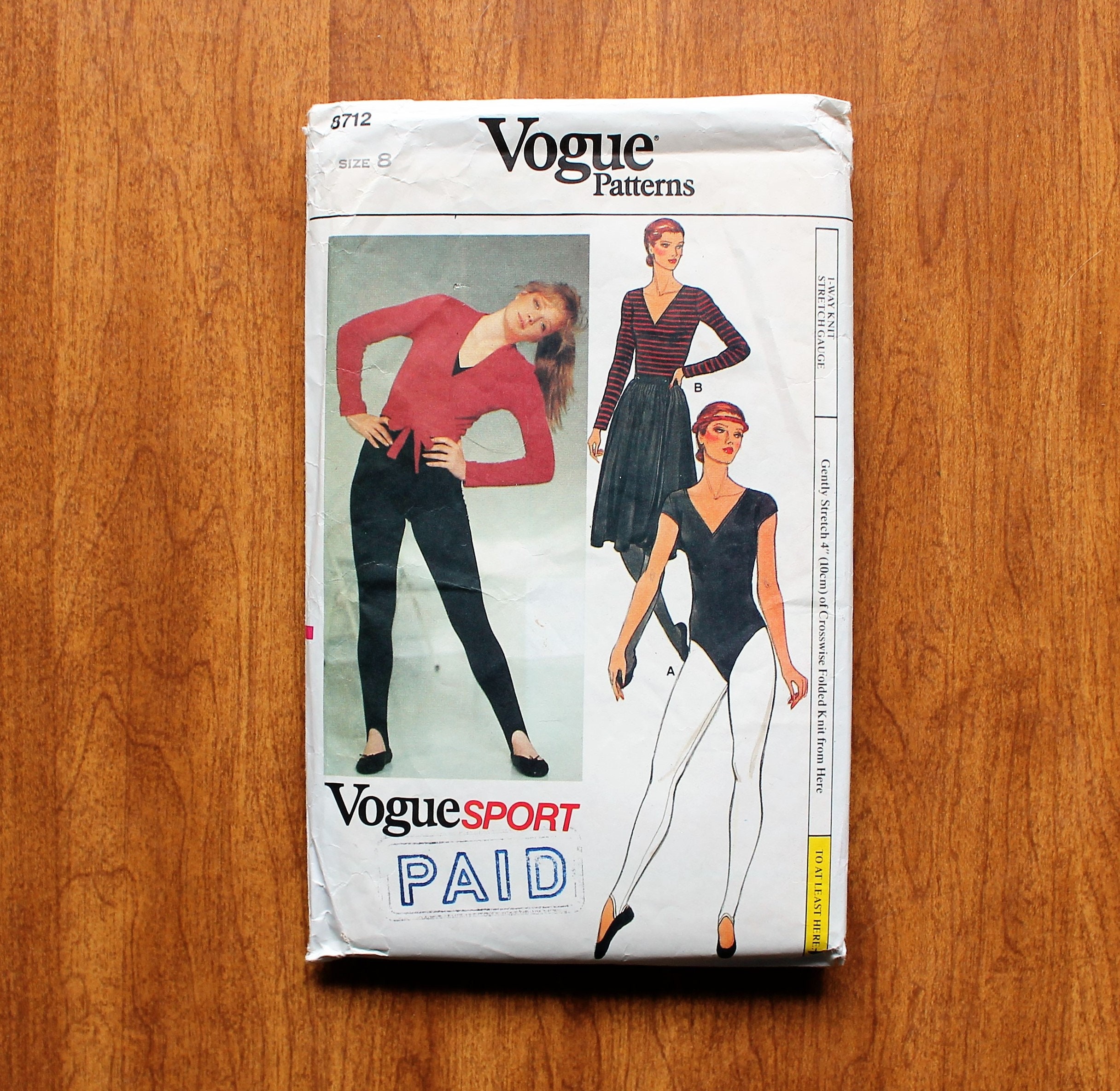 Vogue 8712 Leotard Skirt Tights Wrap Top 70s Vintage Sewing Pattern - Etsy